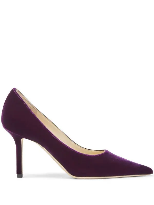 Jimmy Choo Love 85mm Velvet Pointed Pumps In Purple - 50  display picture 2