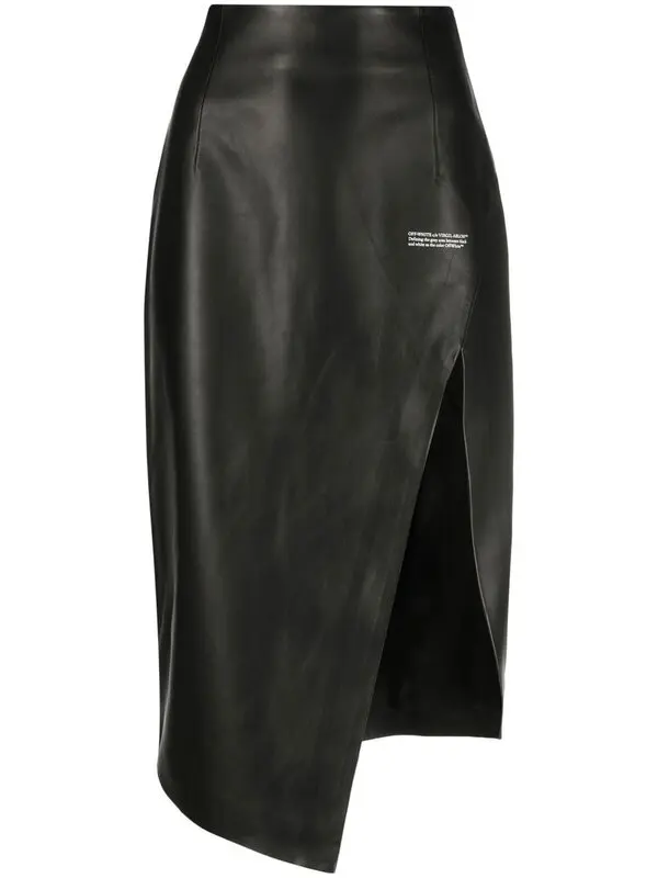 Off-White Side-slit Leather Skirt