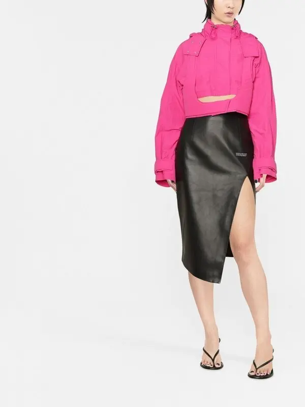 Off-White Side-slit Leather Skirt