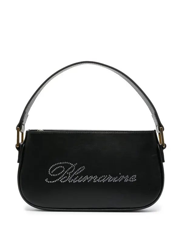 Blumarine Rhinestone-logo Leather Bag - Black