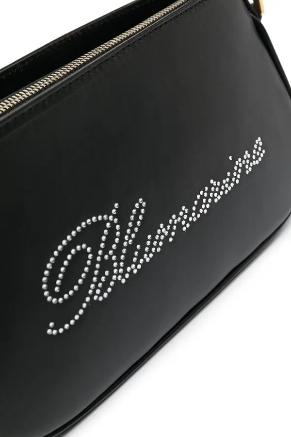 Blumarine Rhinestone-logo Leather Bag - Black