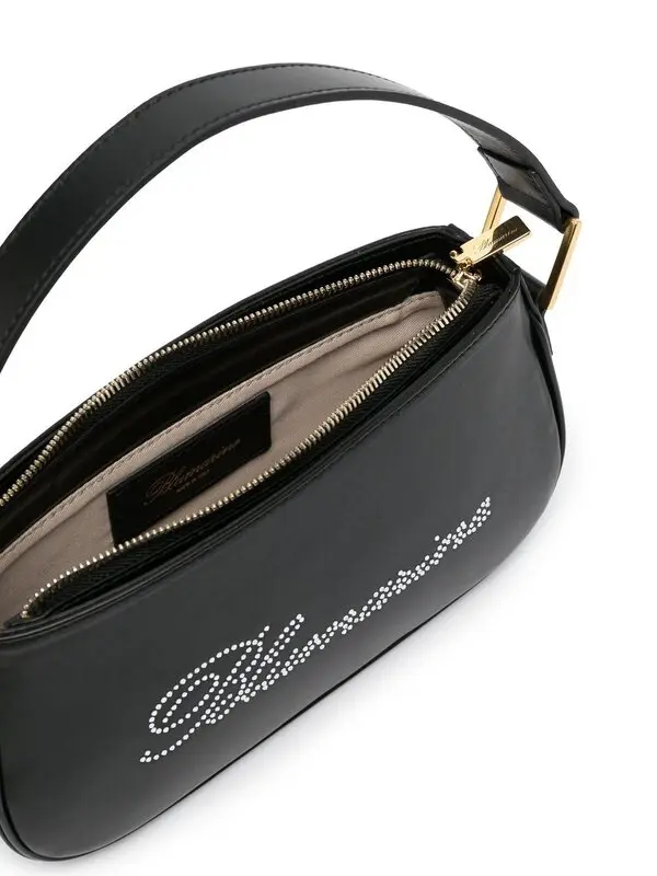 Blumarine Rhinestone-logo Leather Bag - Black