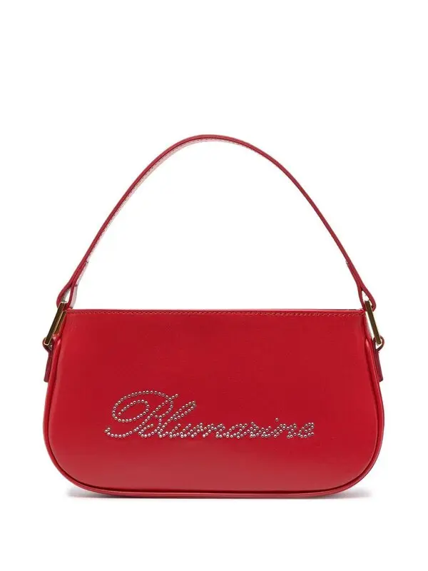 Blumarine Rhinestone-logo Leather Shoulder Bag