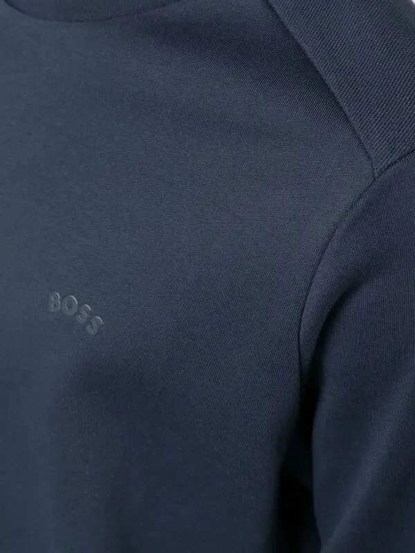 BOSS Salbo Curved Logo-print Sweatshirt - 410 - Navy