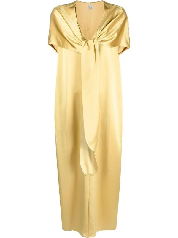Toteme Knot-Detail Cape Dress - Yellow | Editorialist