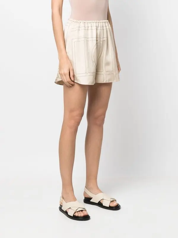 TOTEME Monogram Silk Shorts - Neutrals