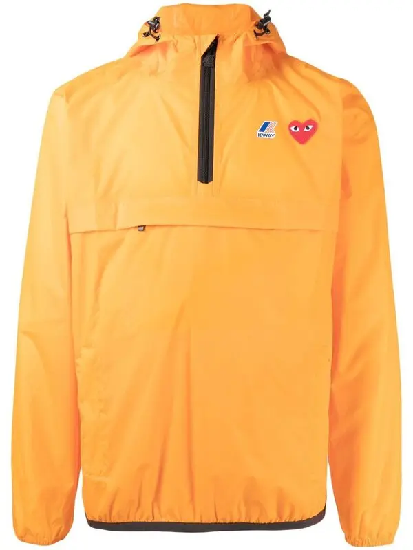 Play Comme Des Garcon X K-way Quarter-zip Hoodie - Orange