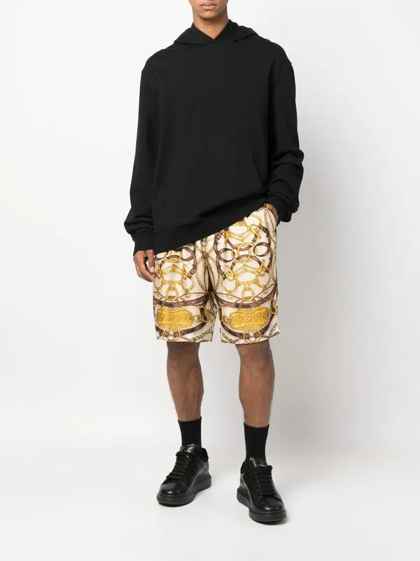 Moschino Teddy-print Silk Shorts - Neutrals