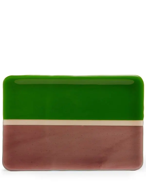 LES-OTTOMANS Murano Colour-block Tray - Green