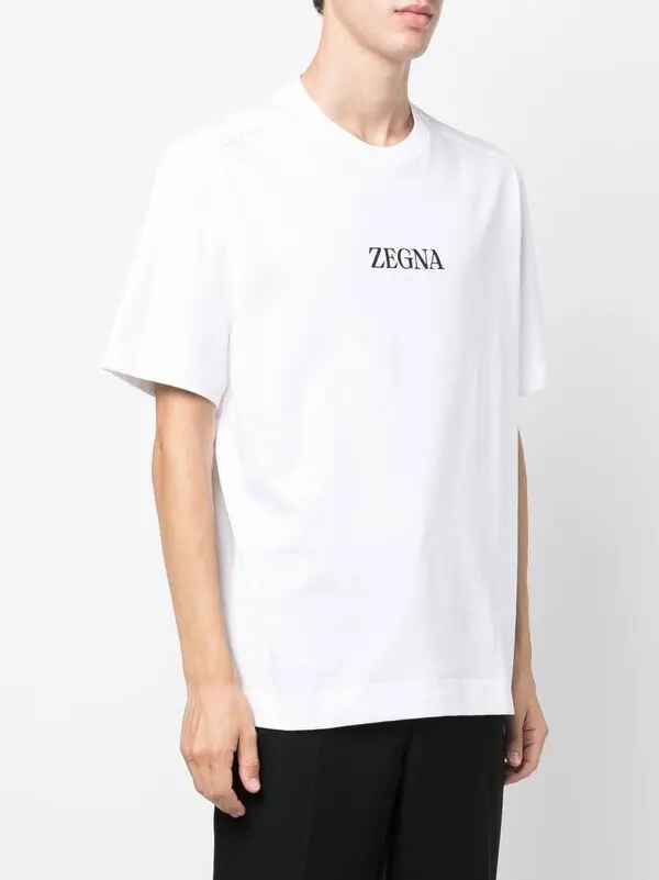 Zegna Logo-print Crew-neck T-shirt - White | Editorialist