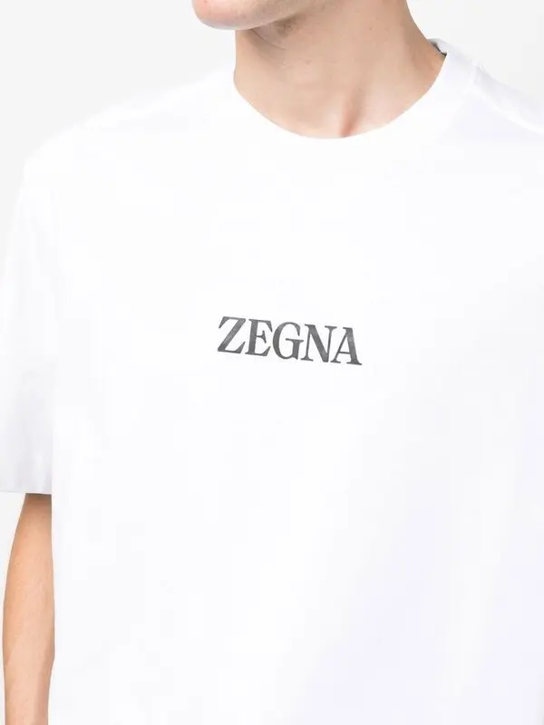 Zegna Logo-print Crew-neck T-shirt - White | Editorialist