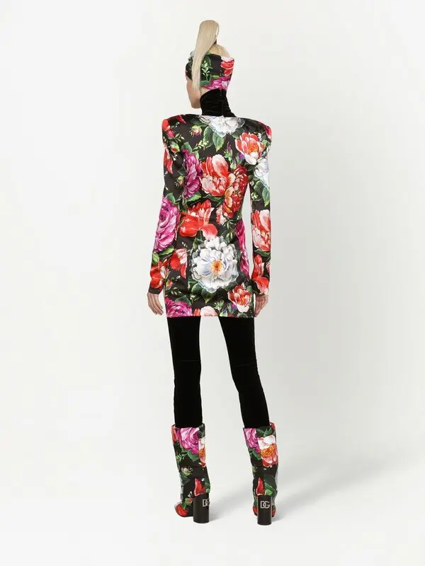 Dolce & Gabbana Floral-print Padded-shoulder Dress