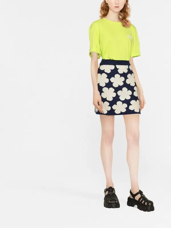 Kenzo Floral Intarsia-knit Skirt - Blue
