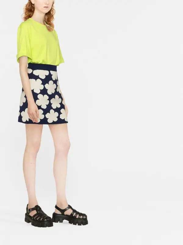 Kenzo Floral Intarsia-knit Skirt - Blue