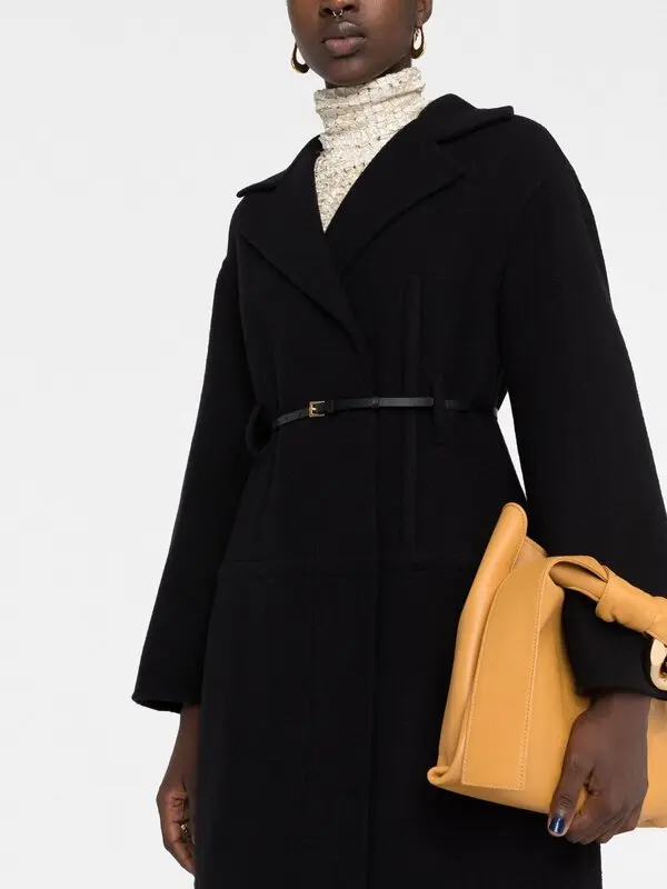 JIL SANDER Belted Virgin Wool Coat - Black