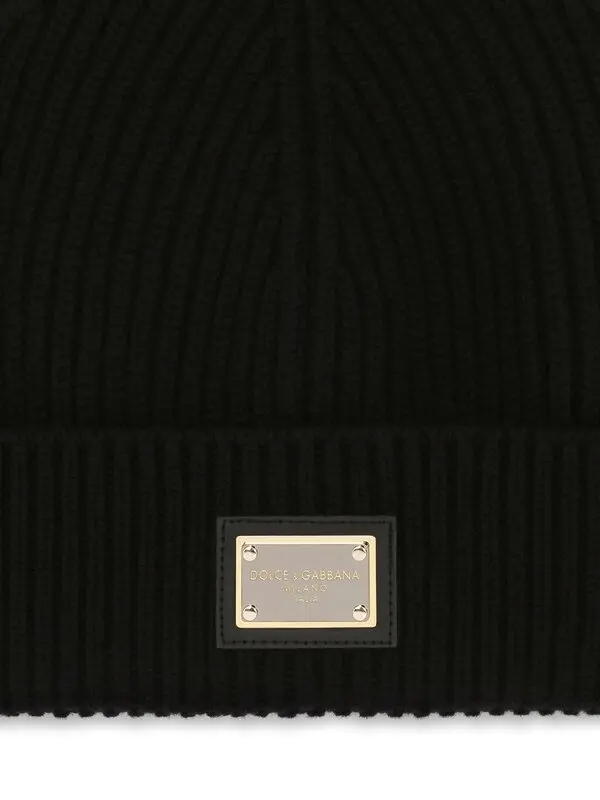 Dolce & Gabbana Cashmere Beanie With Logo Tag