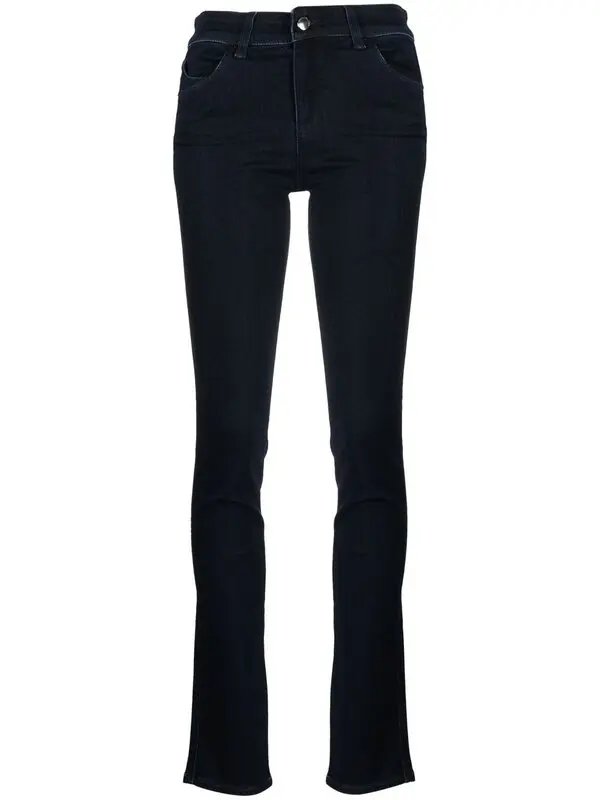 Emporio Armani High-waisted Slim-cut Trousers - Blue