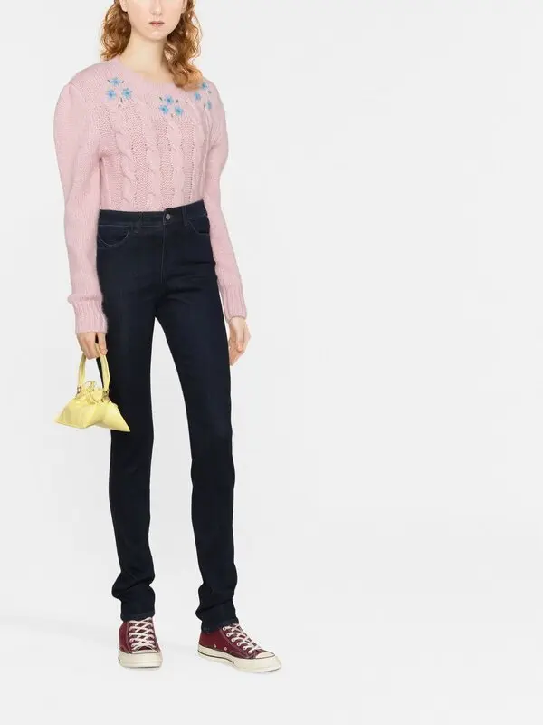 Emporio Armani High-waisted Slim-cut Trousers - Blue