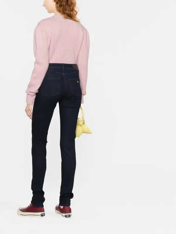 Emporio Armani High-waisted Slim-cut Trousers - Blue