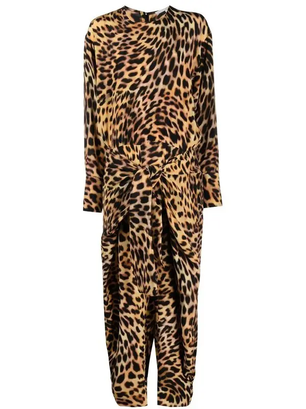 Stella McCartney Leopard Print Silk Jumpsuit - Black