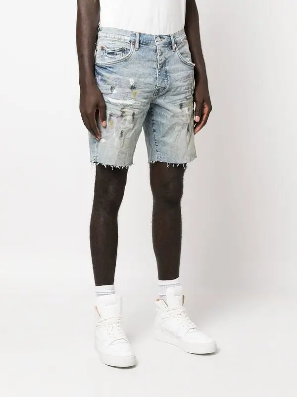 PURPLE BRAND Paint-splatter Denim Shorts