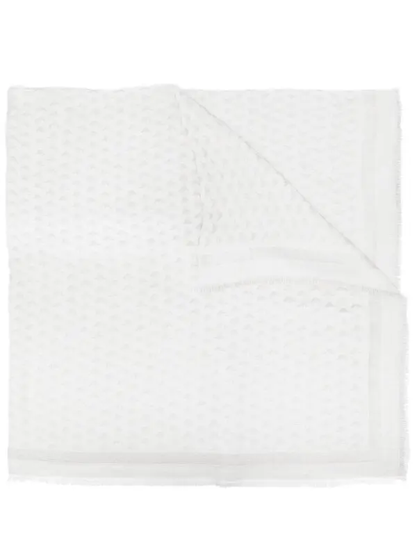 Emporio Armani Monogram Frayed Scarf - Grey