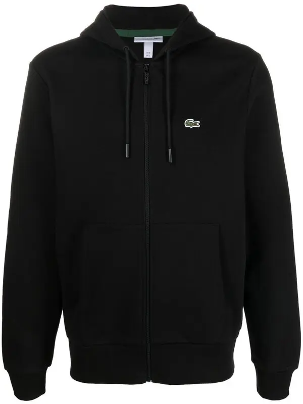 Lacoste Appliqué-logo Zip-up Hoodie - Black
