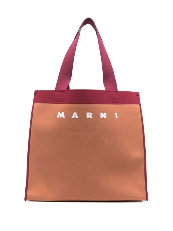 Marni Logo Print Tote Bag - Orange