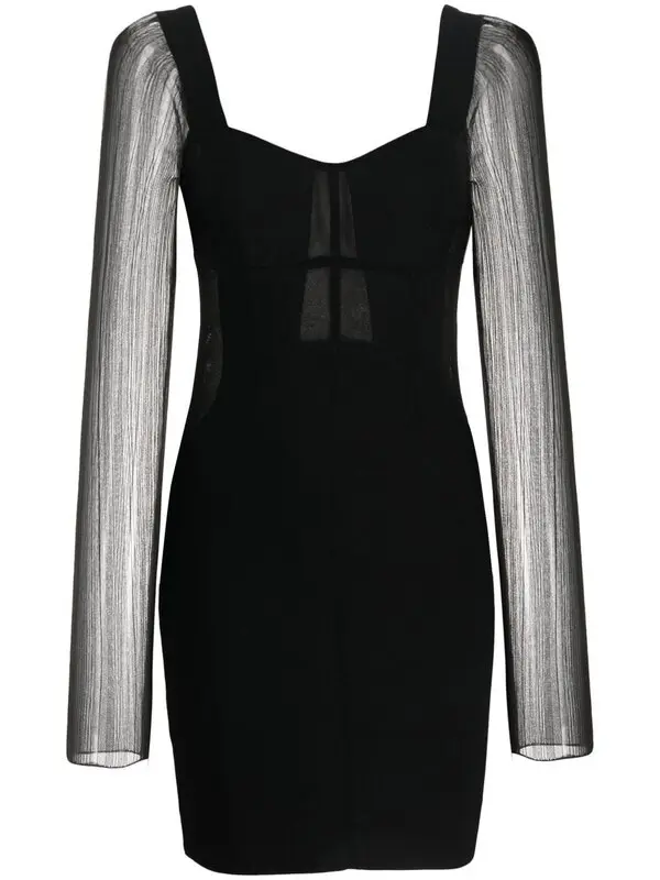 Herve Leger Sheer-sleeve Mini Dress