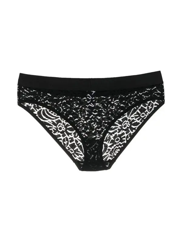 ERES Floral-embroidery Mesh Thong