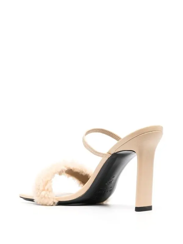 By Far Ada 100mm Shearling Sandals - Neutrals