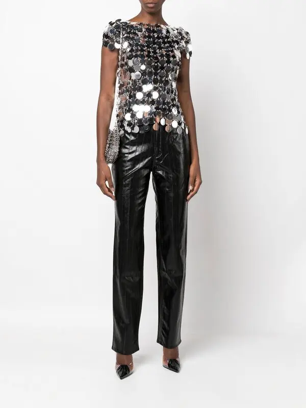 Rabanne Metallic-disks Short-sleeved Top - Silver