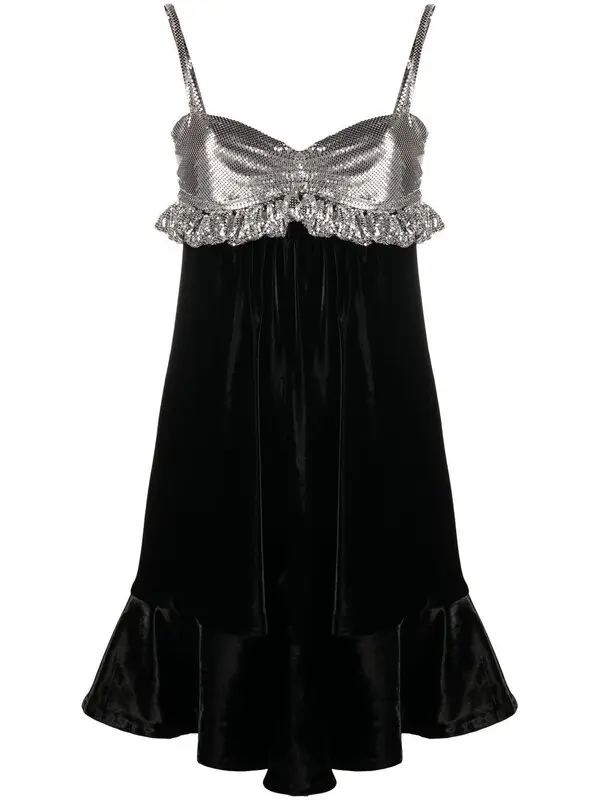 Rabanne Two-tone Velvet Minidress