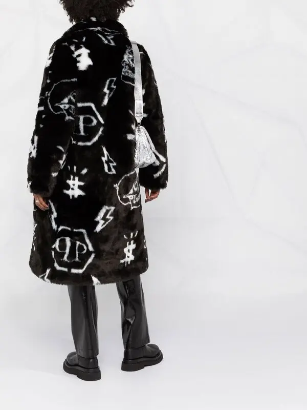 Philipp Plein Monogram Faux Fur Coat