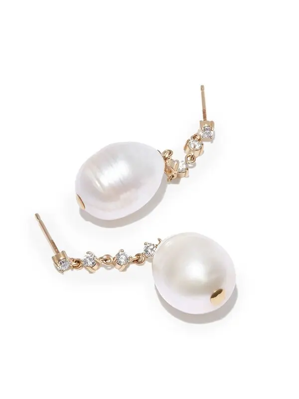 Zoe Chicco 14kt Pearl And Diamond Earrings