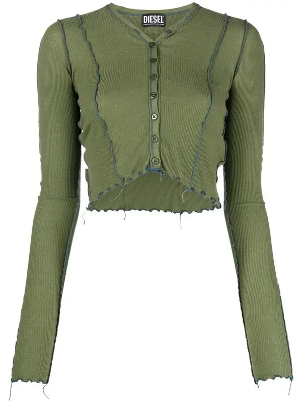 DIESEL® Cropped Cardigan With Exposed Seam