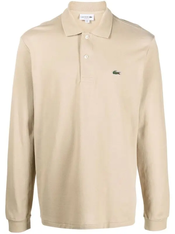 Lacoste Appliqué-logo Long-sleeve Polo Shirt - Neutrals