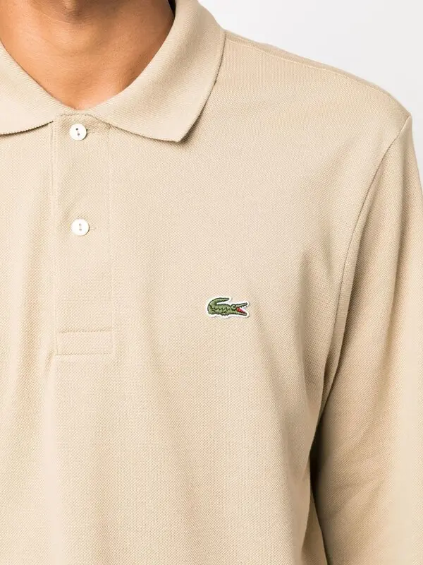 Lacoste Appliqué-logo Long-sleeve Polo Shirt - Neutrals