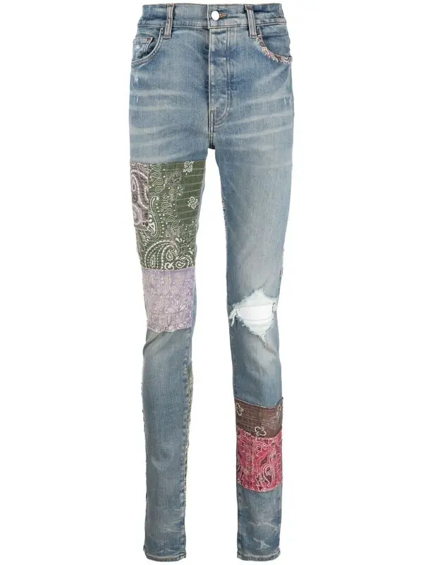 Amiri Distressed Patchwork Skinny Jeans