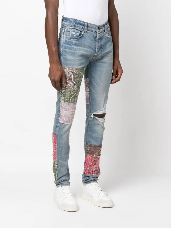 Amiri Distressed Patchwork Skinny Jeans
