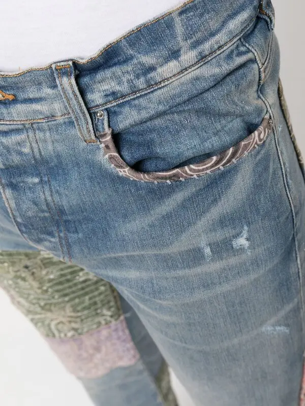 Amiri Distressed Patchwork Skinny Jeans