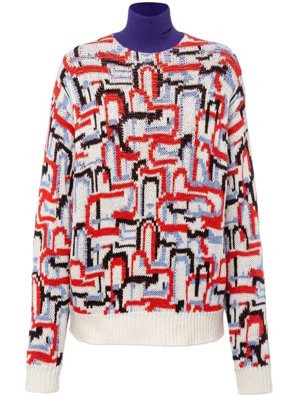Prada Abstract-pattern Knitted Jumper - White