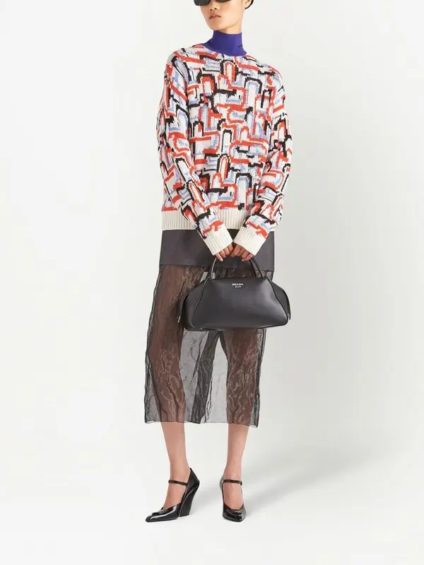 Prada Abstract-pattern Knitted Jumper - White