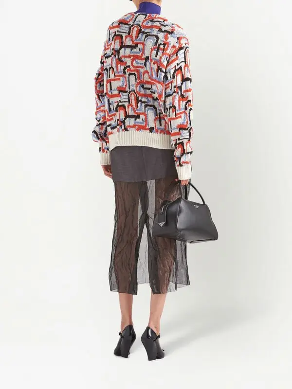 Prada Abstract-pattern Knitted Jumper - White