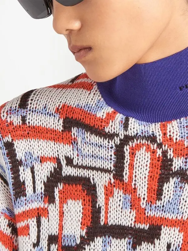 Prada Abstract-pattern Knitted Jumper - White