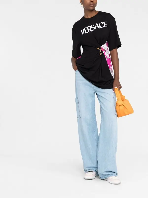 Versace Safety Pin Baroque-print T-shirt - Black