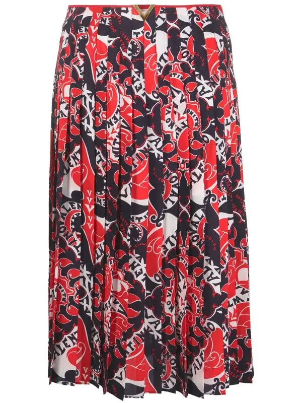 Valentino Garavani Archive Manifesto Pleated Midi Skirt