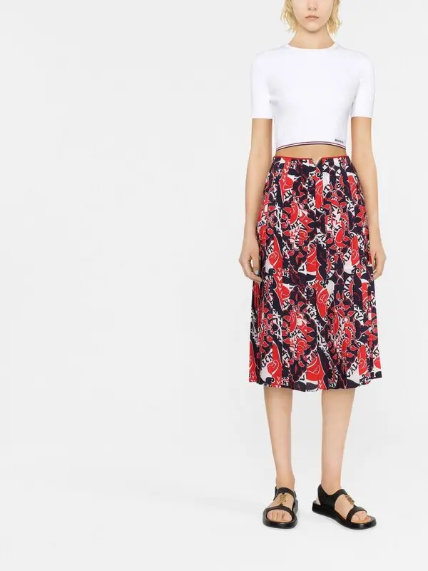 Valentino Garavani Archive Manifesto Pleated Midi Skirt