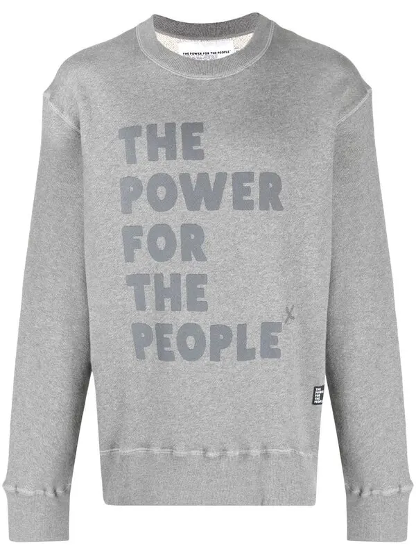 THE POWER FOR THE PEOPLE Logo Print Organic Cotton Crewneck Sweatshirt