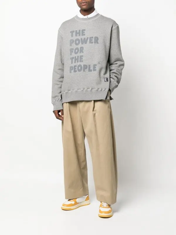 THE POWER FOR THE PEOPLE Logo Print Organic Cotton Crewneck Sweatshirt